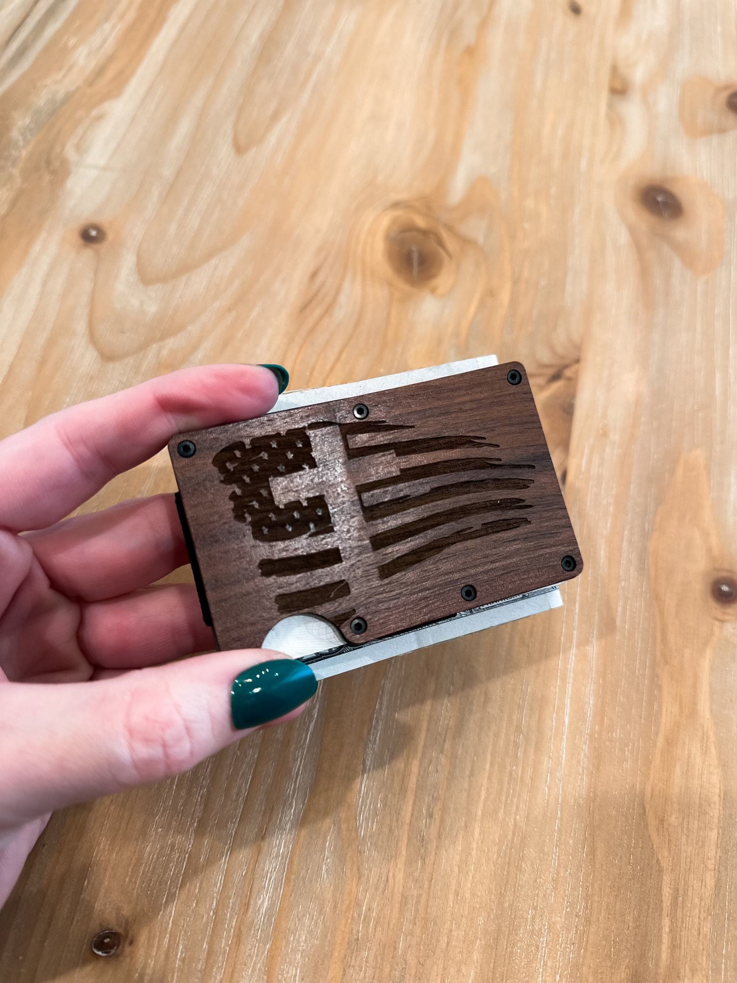 Minimalist Wallet Laser Engraved Walnut - Etsy