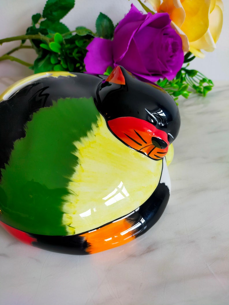 Lorna Bailey Large Lying Down Cat Money Box Vintage Money Box Ceramic ...
