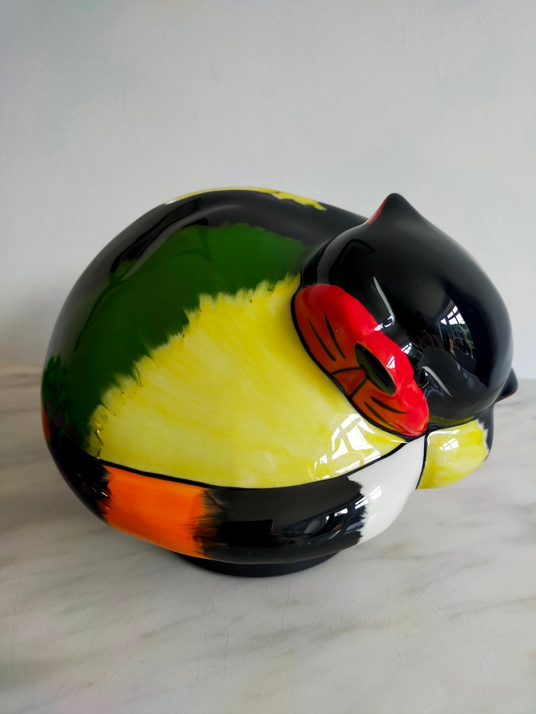 Lorna Bailey Large Lying Down Cat Money Box Vintage Money Box Ceramic ...