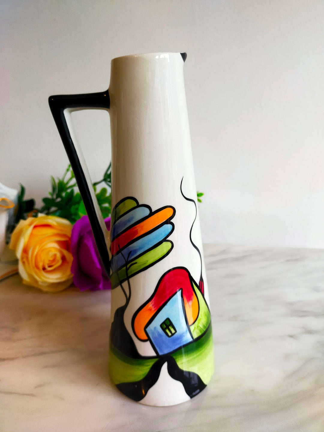 Lorna Bailey Jug Fantasia Cottage Pattern Conical Jug 21cm - Etsy