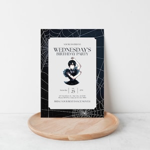 Wednesday Addams Birthday Invitation, Wednesday Birthday Invitation ...