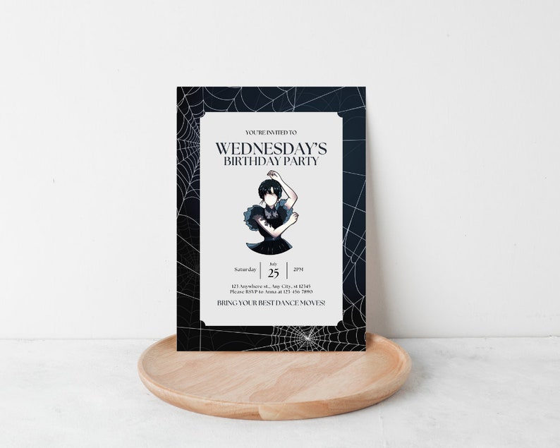 Wednesday Addams Birthday Invitation, Wednesday Birthday Invitation ...