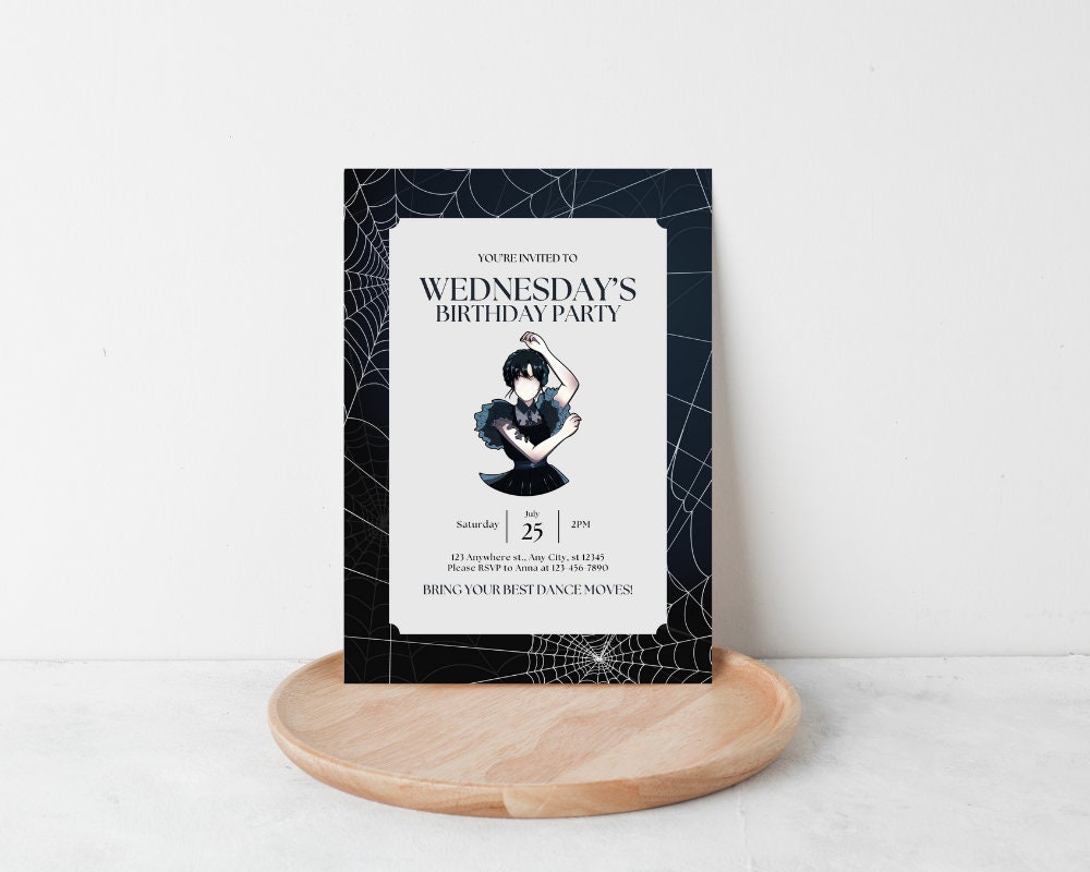 Wednesday Addams Birthday Invitation, Wednesday Birthday Invitation ...