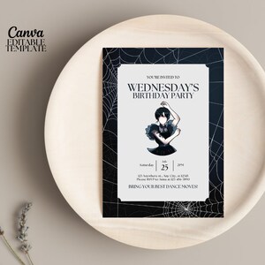 Wednesday Addams Birthday Invitation, Wednesday Birthday Invitation ...