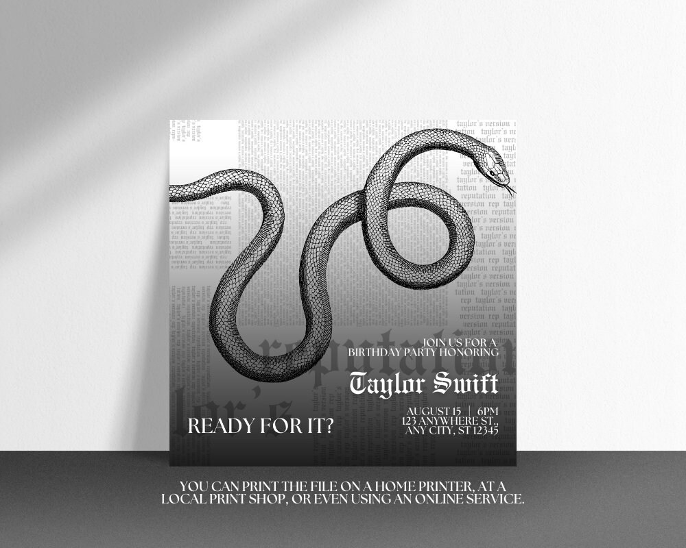 Ready for It Birthday Invitation, Taylor Swift Reputation Invitation ...