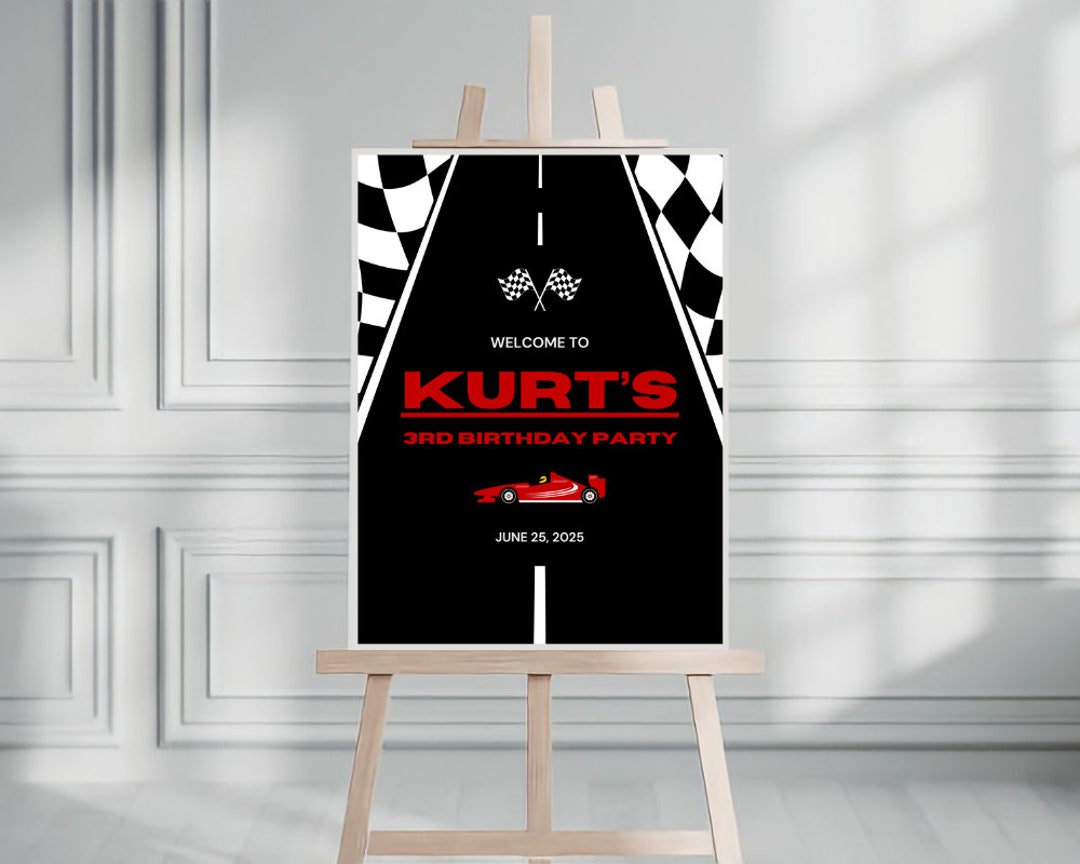 Go Kart Birthday Welcome Sign, Car Racing Kids Party, Sports Car Party ...