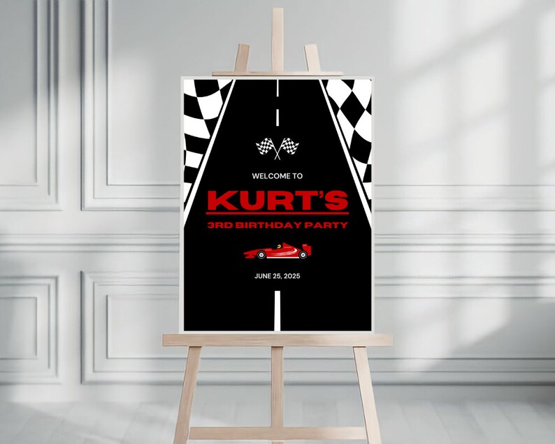 Go Kart Birthday Welcome Sign, Car Racing Kids Party, Sports Car Party ...
