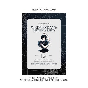 Wednesday Addams Birthday Invitation, Wednesday Birthday Invitation ...
