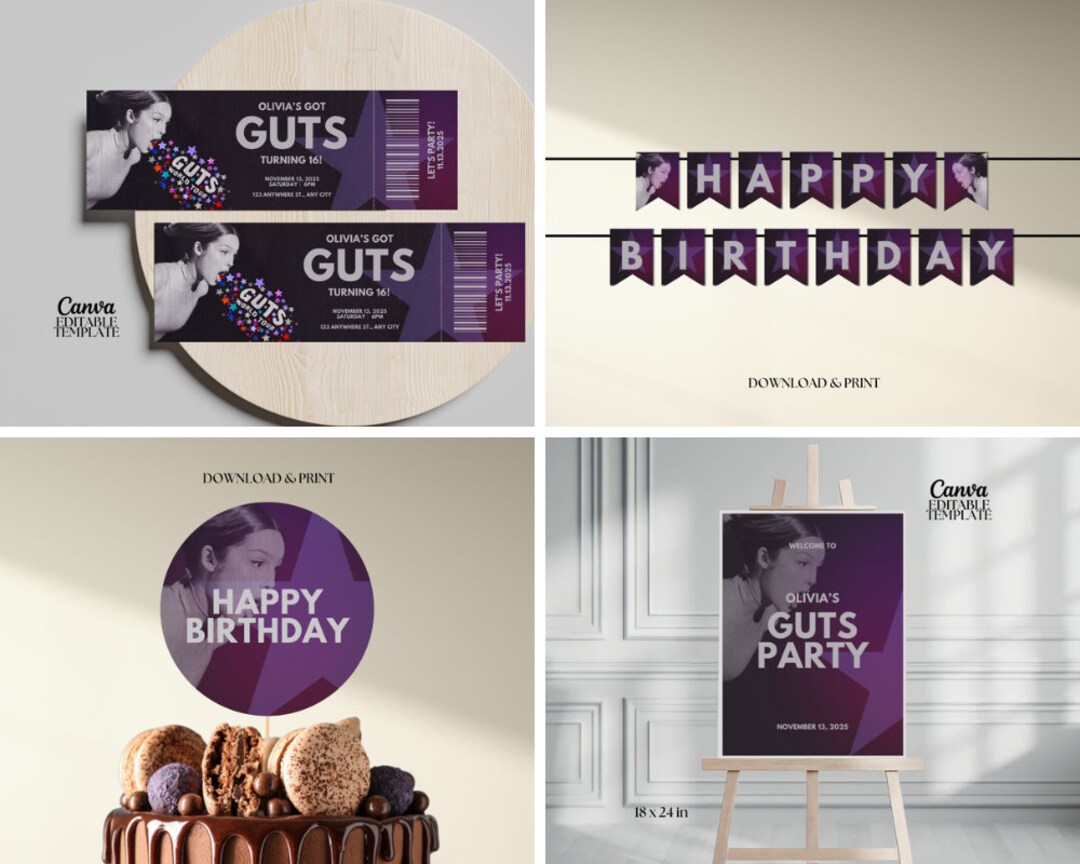 Olivia Rodrigo Guts Party Bundle, Guts Birthday Bundle, Livies Party ...