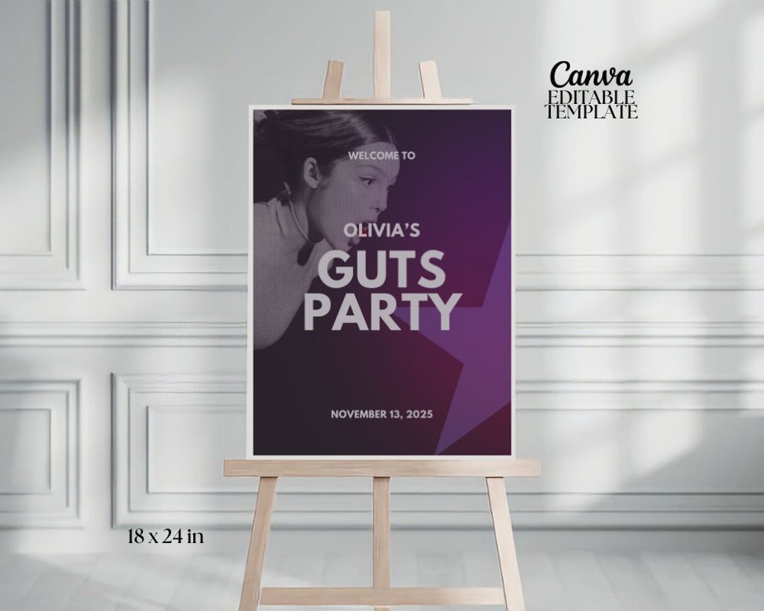 Guts Welcome Sign, Olivia Rodrigo Guts Welcome Sign, Guts Birthday ...