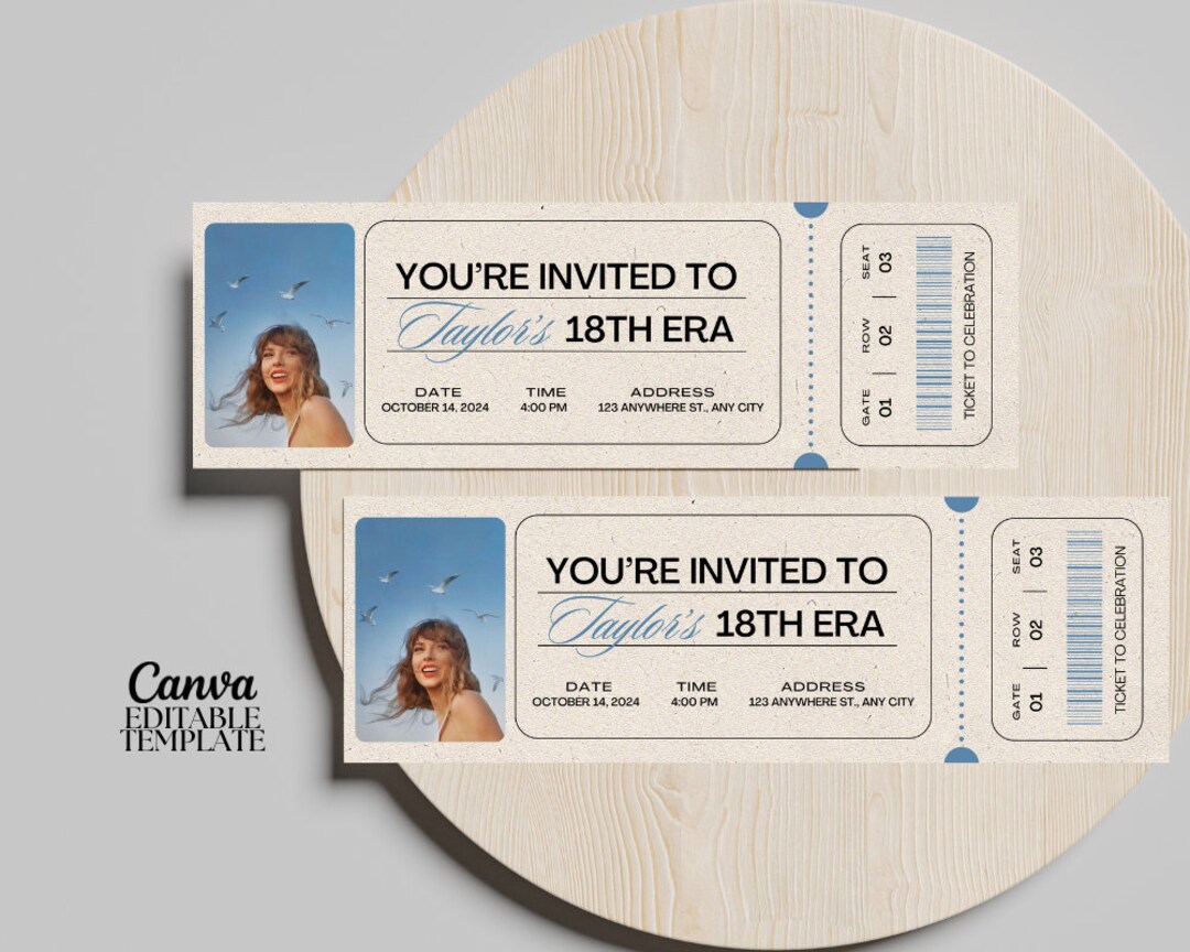 Taylor Swift Concert Ticket Inspired Template, Taylor Swift 1989 ...