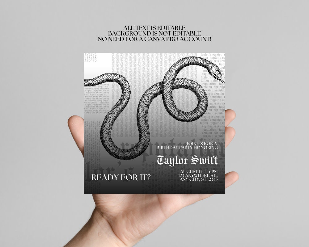 Ready for It Birthday Invitation, Taylor Swift Reputation Invitation ...