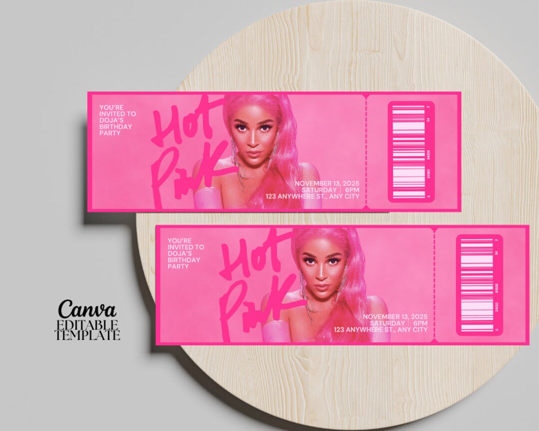 Doja Cat Concert Ticket Invitation, Doja Cat Hot Pink Birthday ... Doja Cat Concert Ticket Invitation, Doja Cat Hot Pink Birthday ...