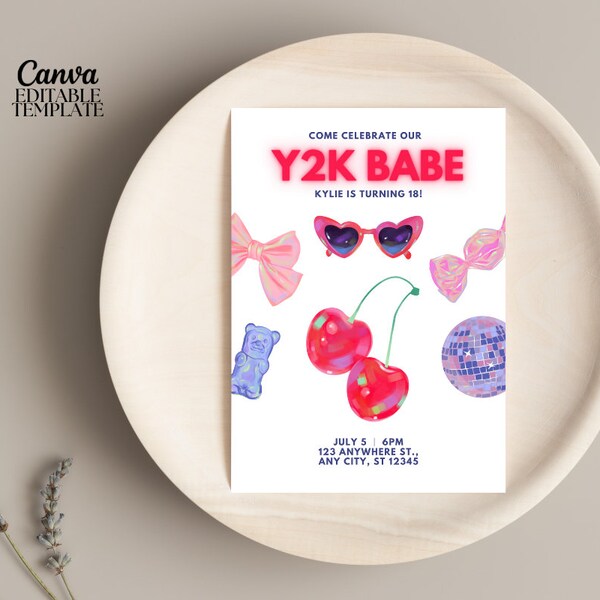 Y2k Party Invitation Template - Etsy