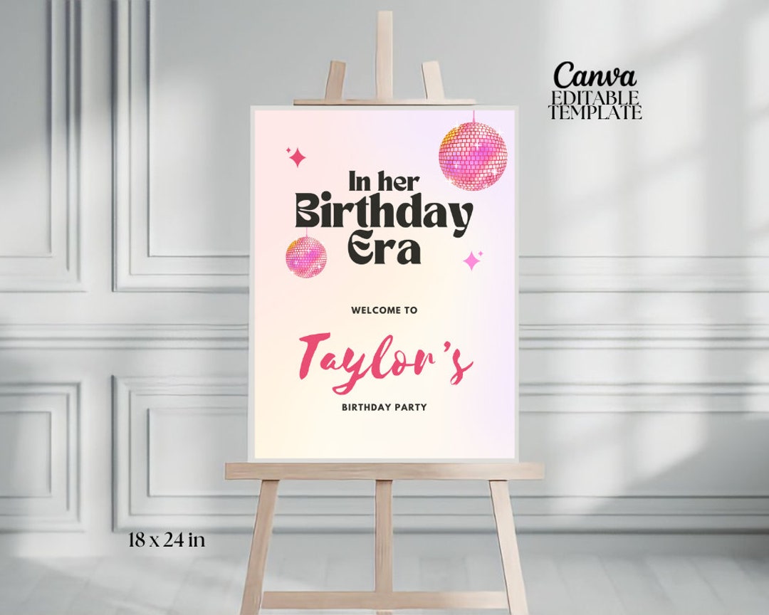 Editable Taylor Swift Birthday Party Welcome Sign, in Her Birthday Era ...