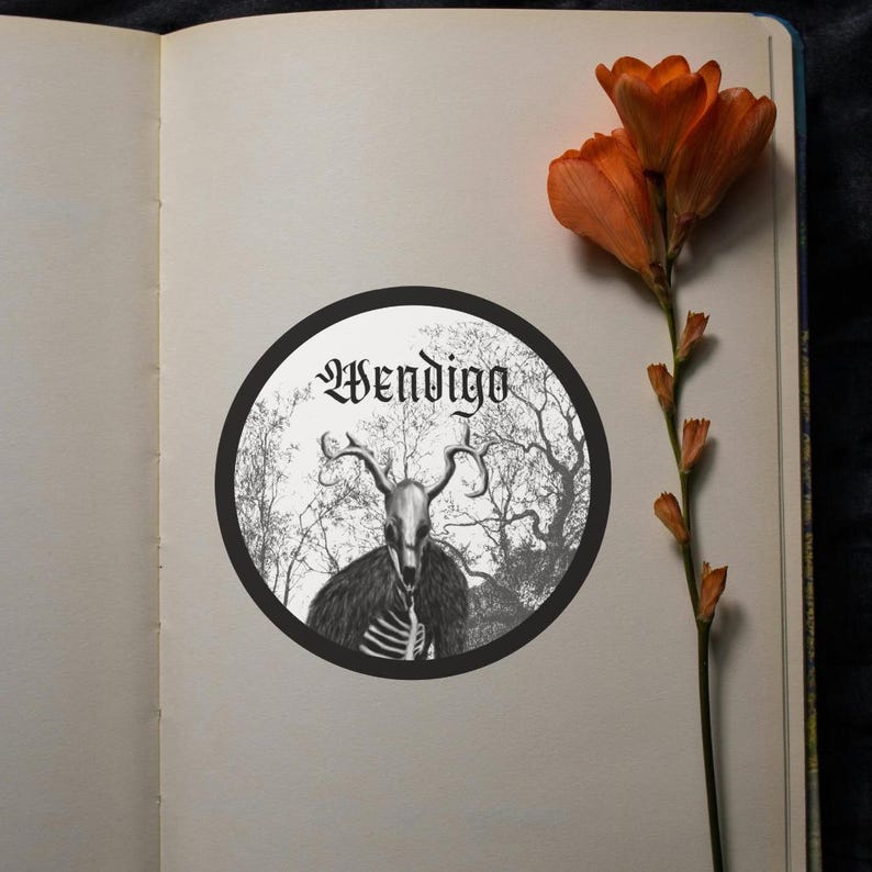 Wendigo Cryptid Stickers Gothic Halloween Folklore Decals Spooky Horror ...