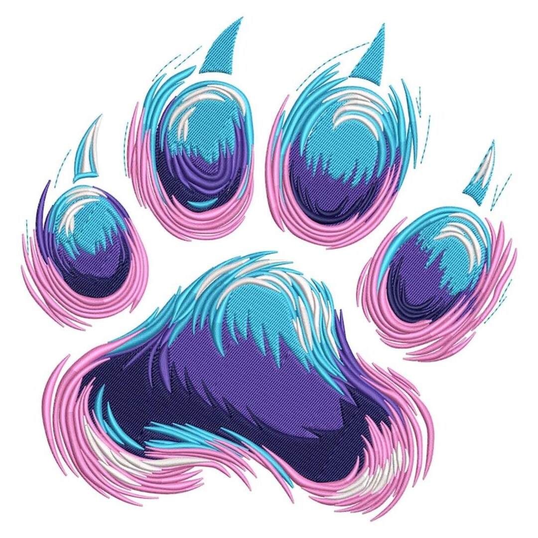 Gradient Paw Print Machine Embroidery Design, Playful Furry Texture ...