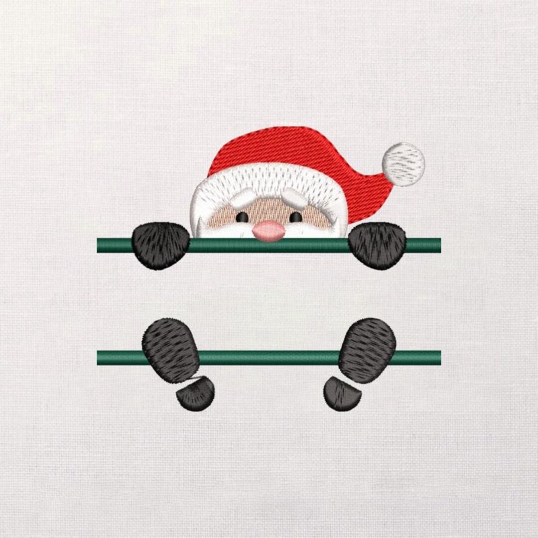 Peekaboo Santa Embroidery Design, Split Name Frame, Christmas Machine ...