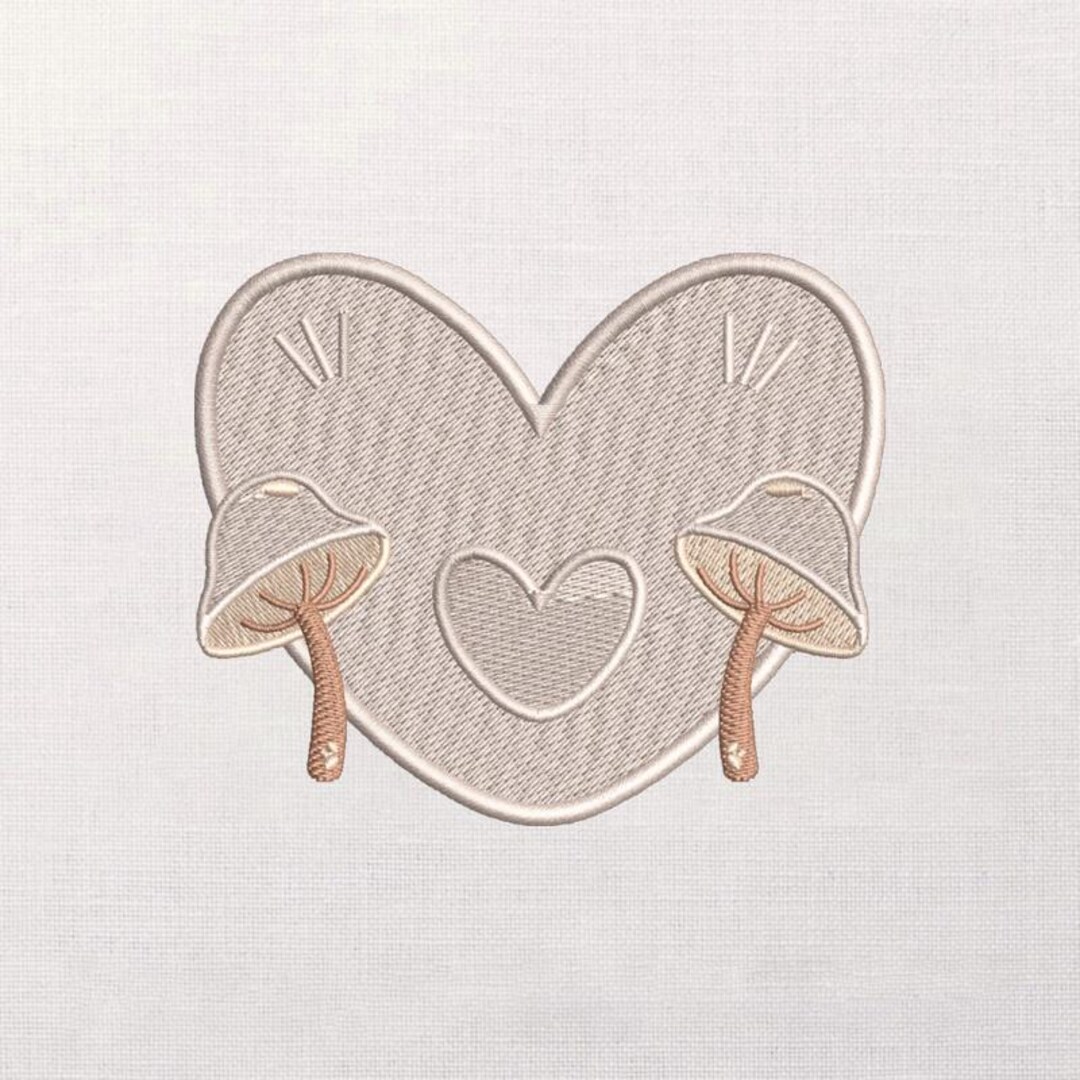 Toadstool Heart Machine Embroidery Design, Woodland Patch Motif, Cozy ...