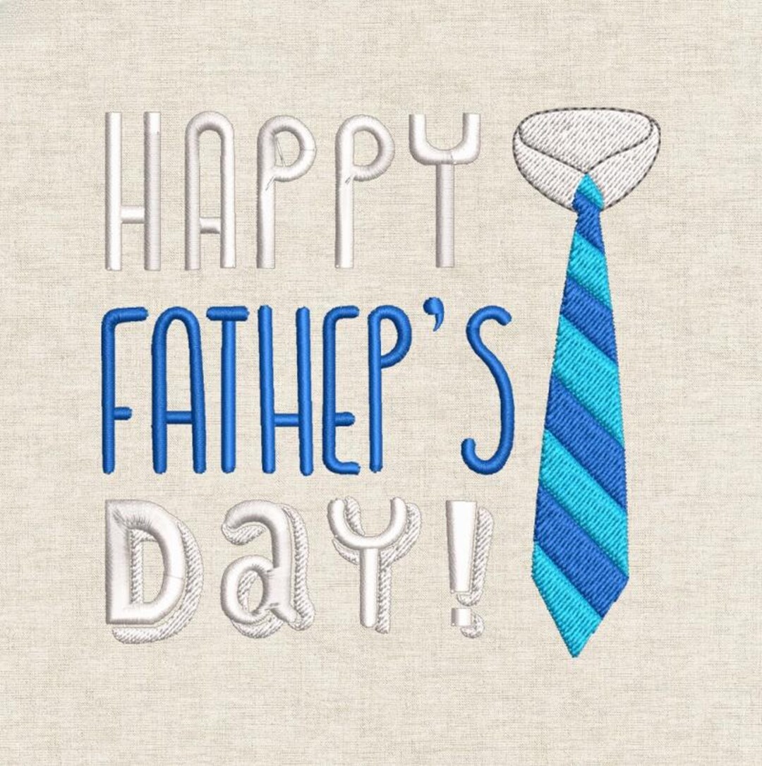 Father's Day Tie Text Embroidery Design, Striped Necktie Lettering, Dad ...