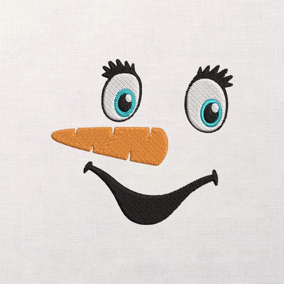 Snowman Face Embroidery Design, Carrot Nose Satin Stitch, Cute Winter ...