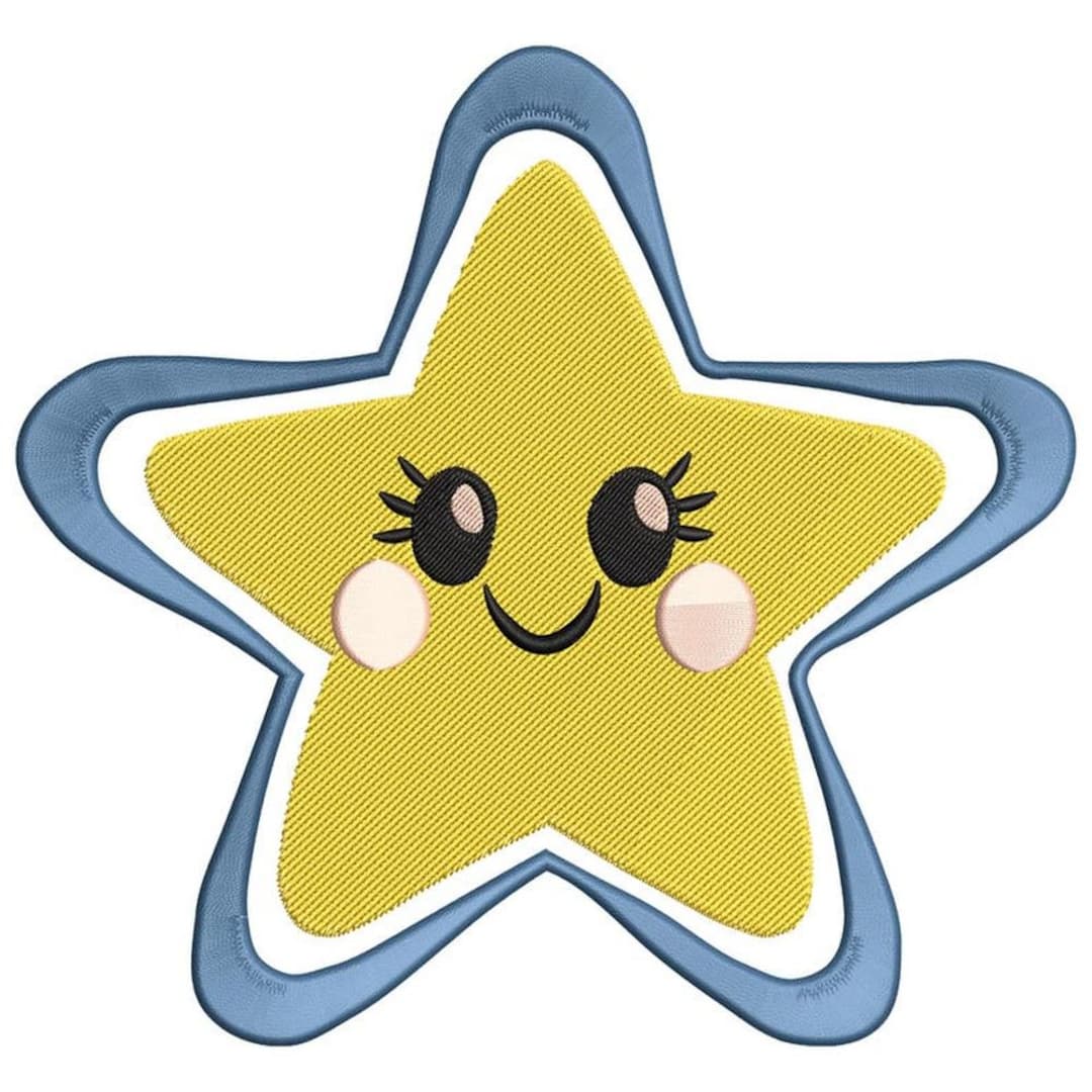 Smiley Star Machine Embroidery Design, Rosy Cheeks Kawaii Graphic ...
