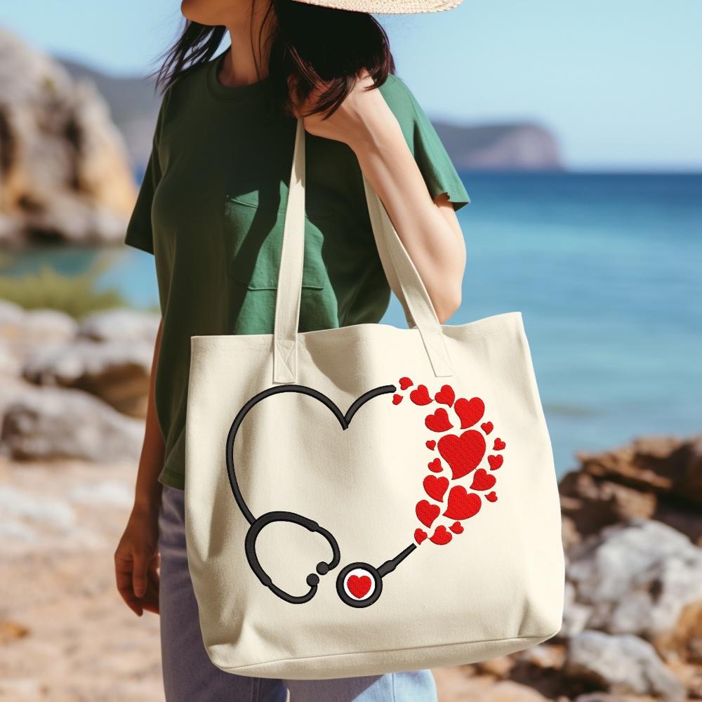 Nurse Heart Stethoscope Machine Embroidery, Healthcare Love Outline ...