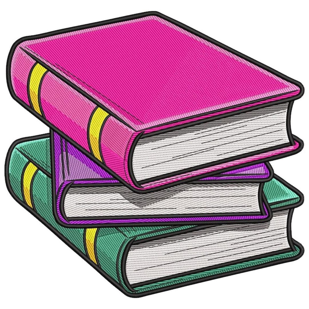 Stack of Books Embroidery Design, Reading Theme Machine Embroidery ...