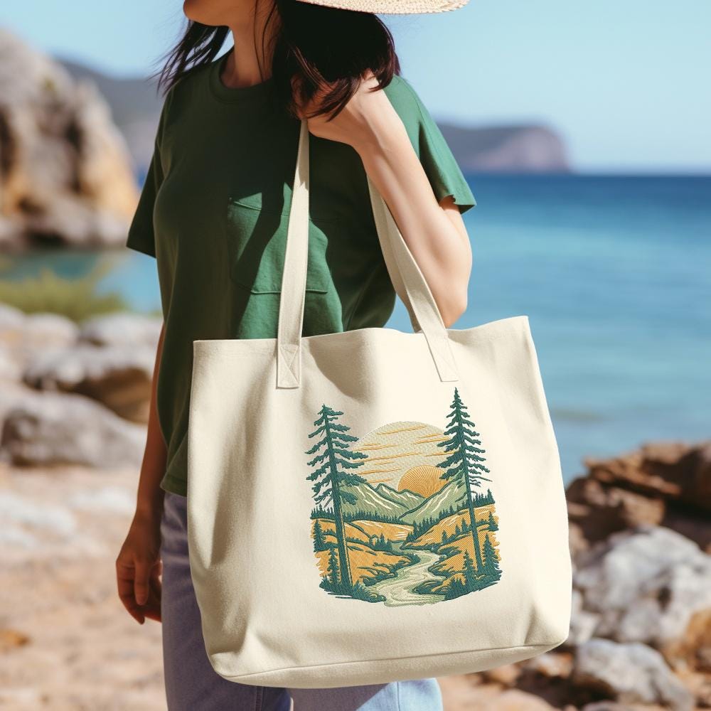 Mountain Sunset Landscape Embroidery Design, Nature Scene Machine ...