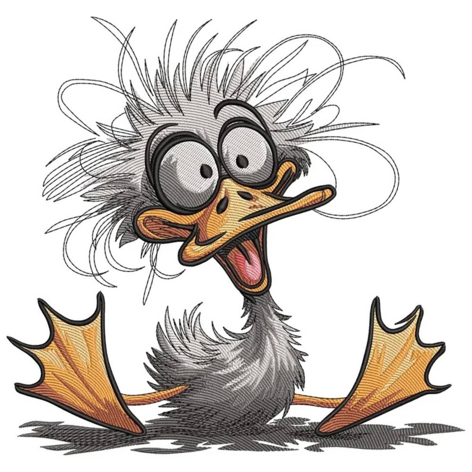 Wacky Duck Splash Embroidery Design, Funny Frazzled Duck Machine ...