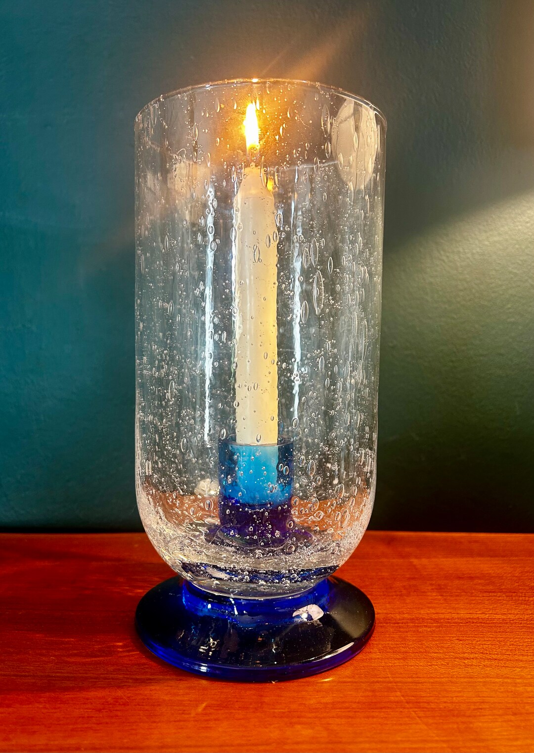 French PHOTOPHORE BLOWN GLASS, Bubbled Glass, Vintage- Biot Glassware ...