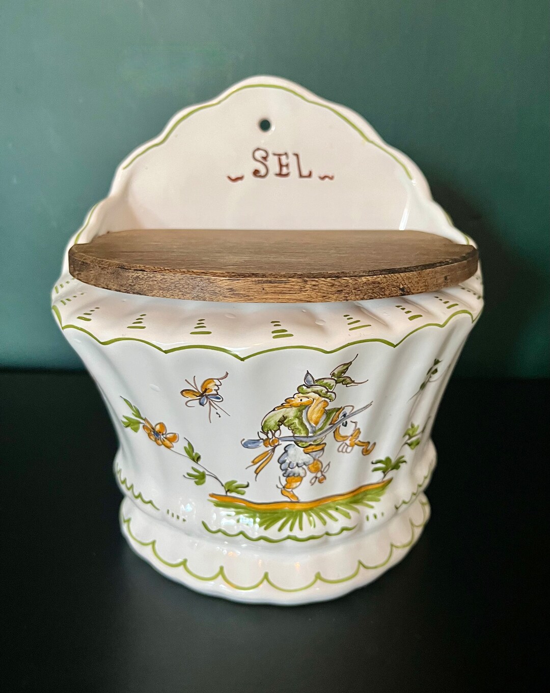 France Old Wall Salt Pot / Salt Box / With moustiers Decoration in ...