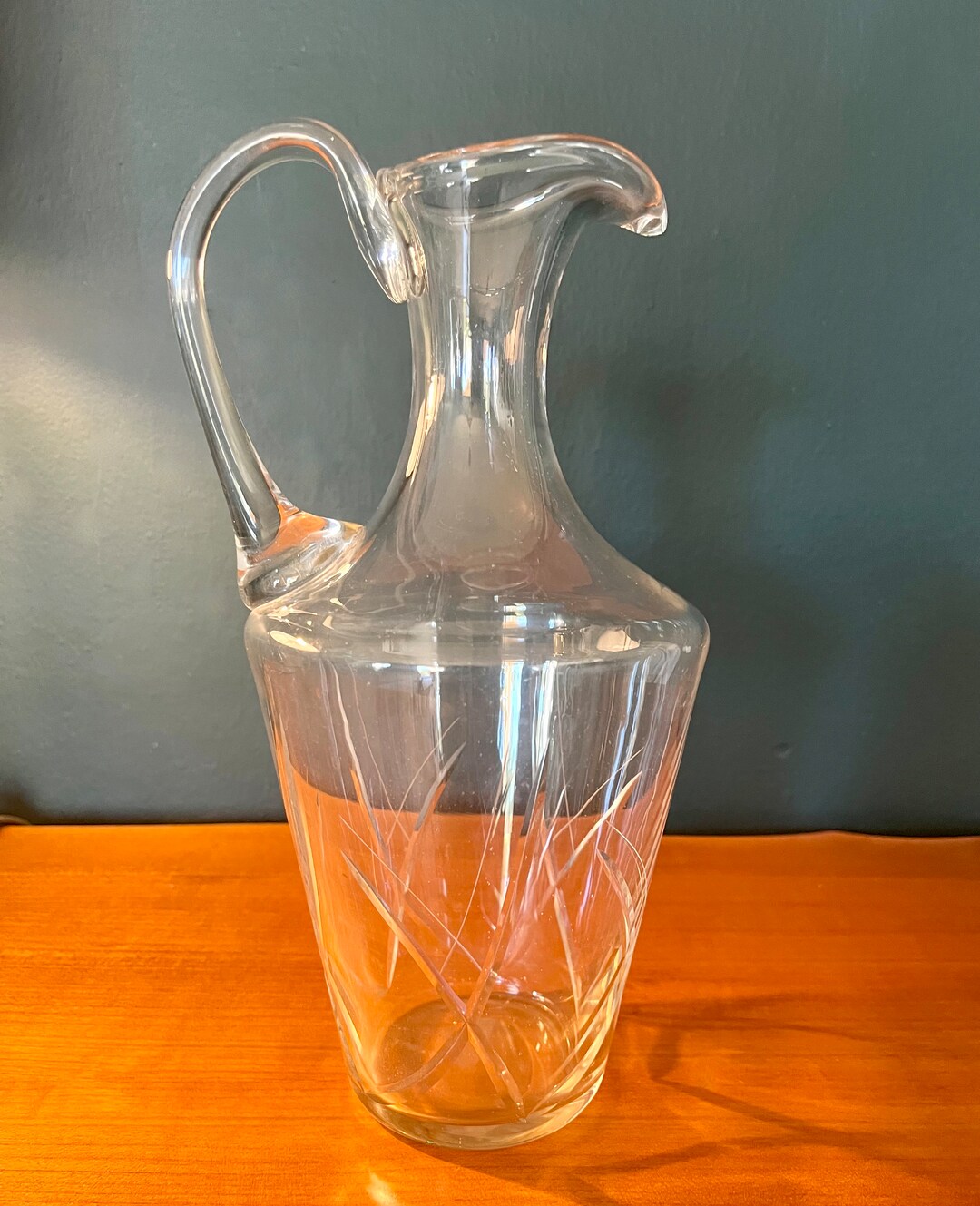 Antique FRENCH CUT CRYSTAL Wine Ewer / Jug / Pitcher / Pot / Carafe ...