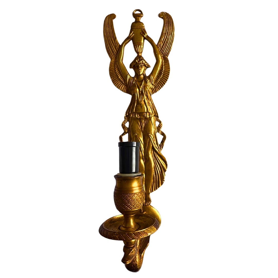 Antique French Bronze Wall Sconce, Isis Winged Figure, Empire “retour D ...