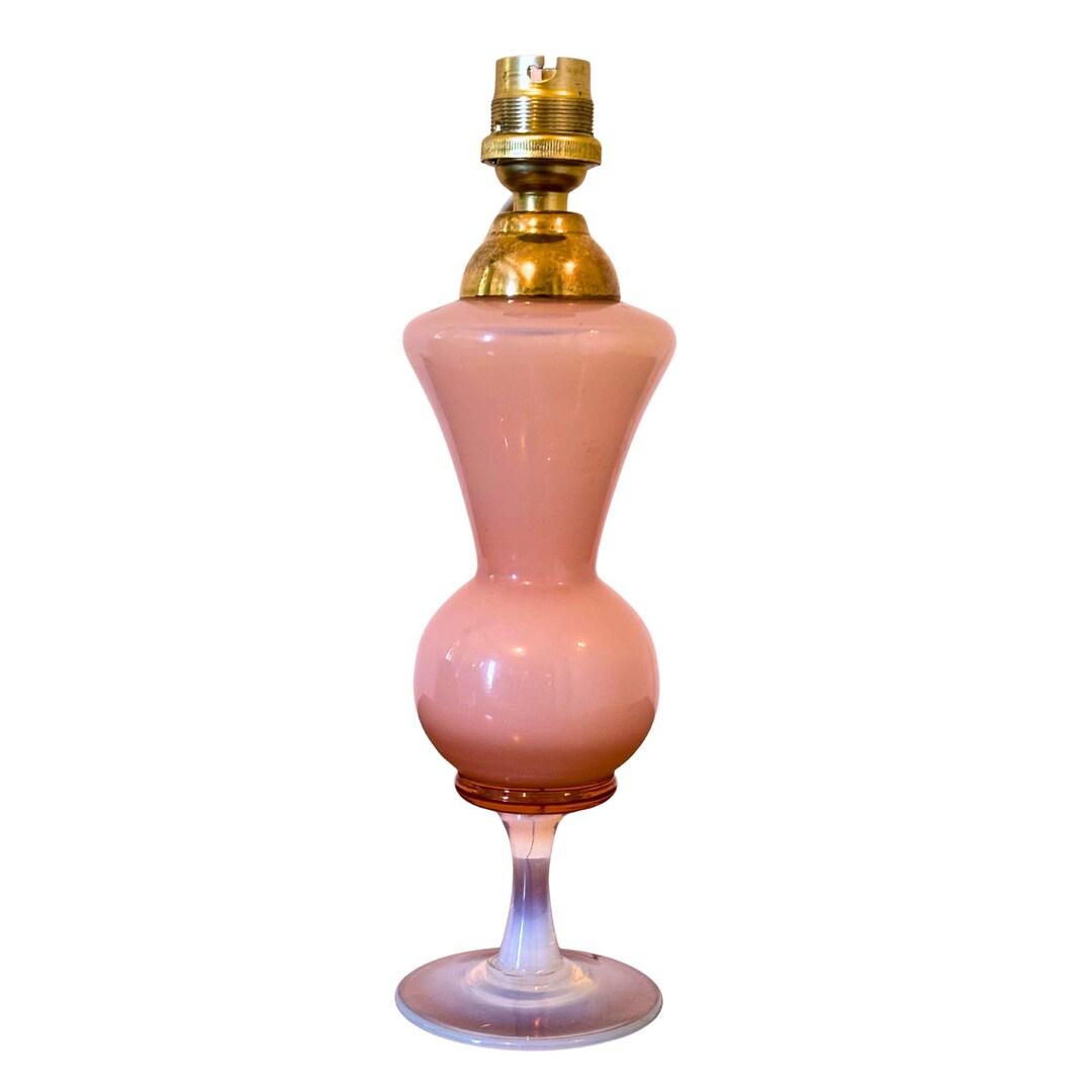 Rare French Pink Opaline Glass Table Lamp With “pied De Douche” Base ...