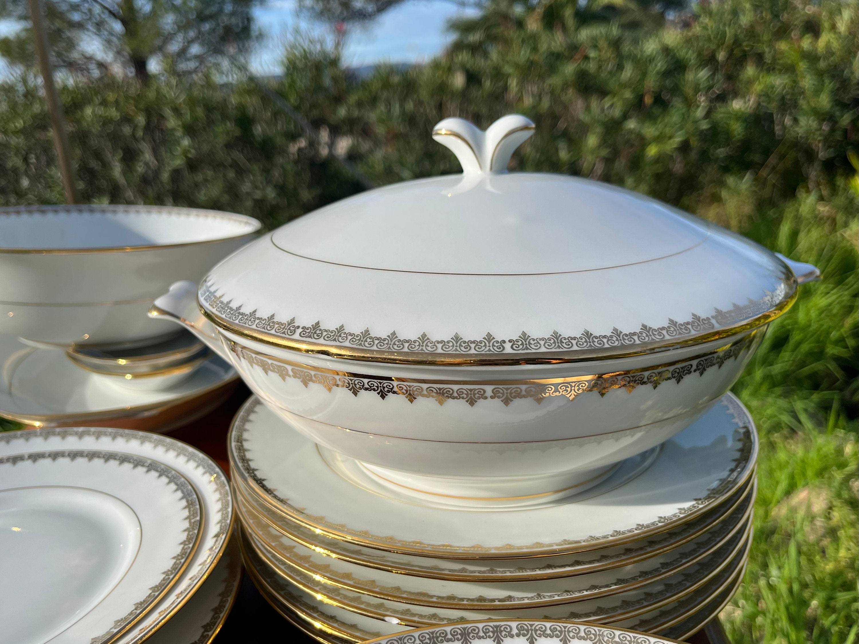 Large Antique French LIMOGES DINNER SET in Porcelain From France, by P ...
