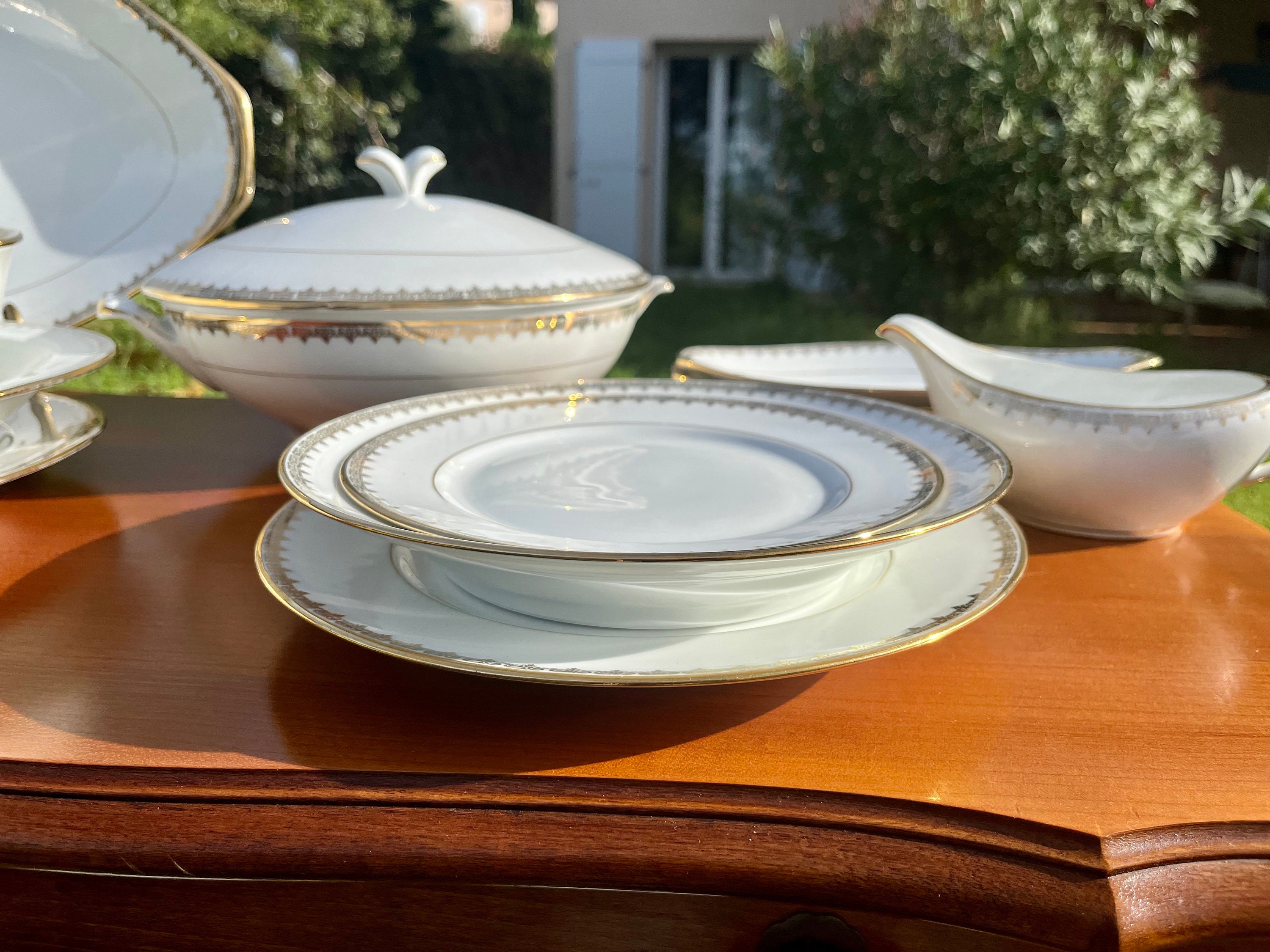 Large Antique French LIMOGES DINNER SET in Porcelain From France, by P ...