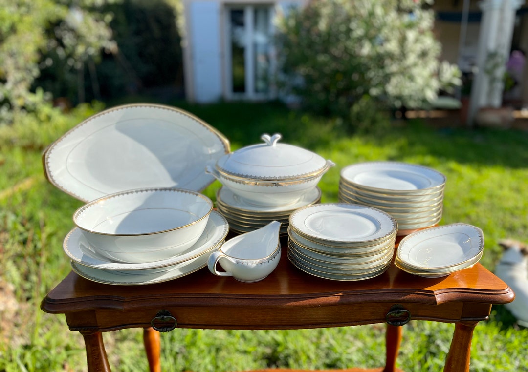 Large Antique French LIMOGES DINNER SET in Porcelain From France, by P ...