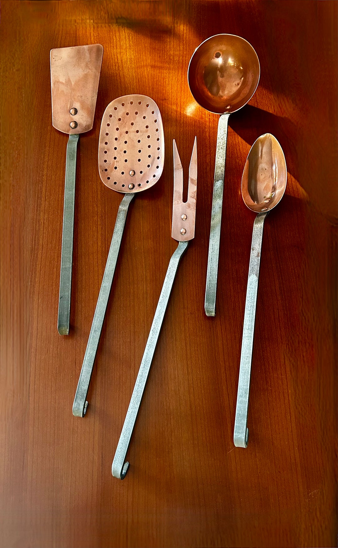 19th Century FRENCH COOKING UTENSILS in Copper and Wrought Iron Handle ...