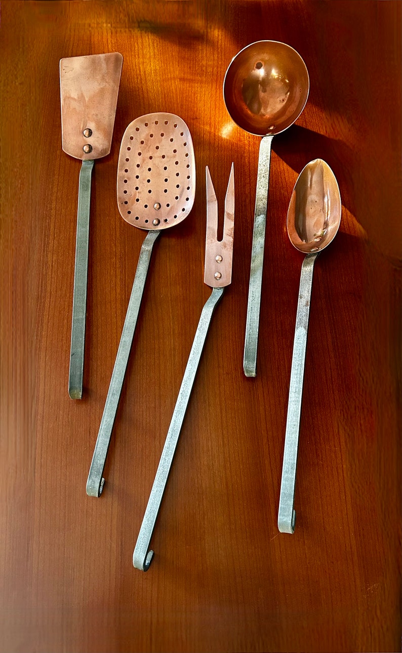 19th Century FRENCH COOKING UTENSILS in Copper and Wrought Iron Handle ...