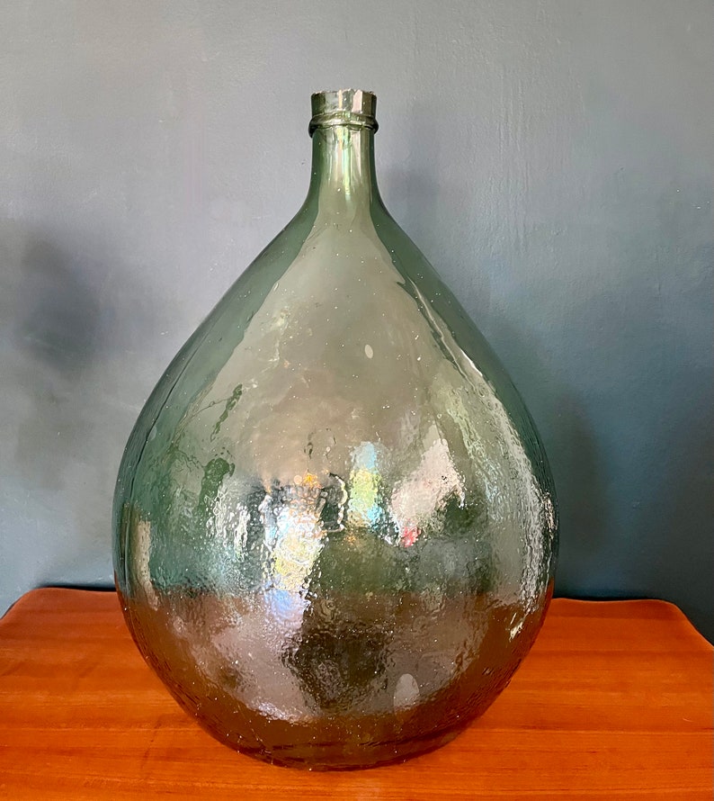 19th Century French LARGE GREEN DEMIJOHN or Dame Jeanne Hand Blown ...