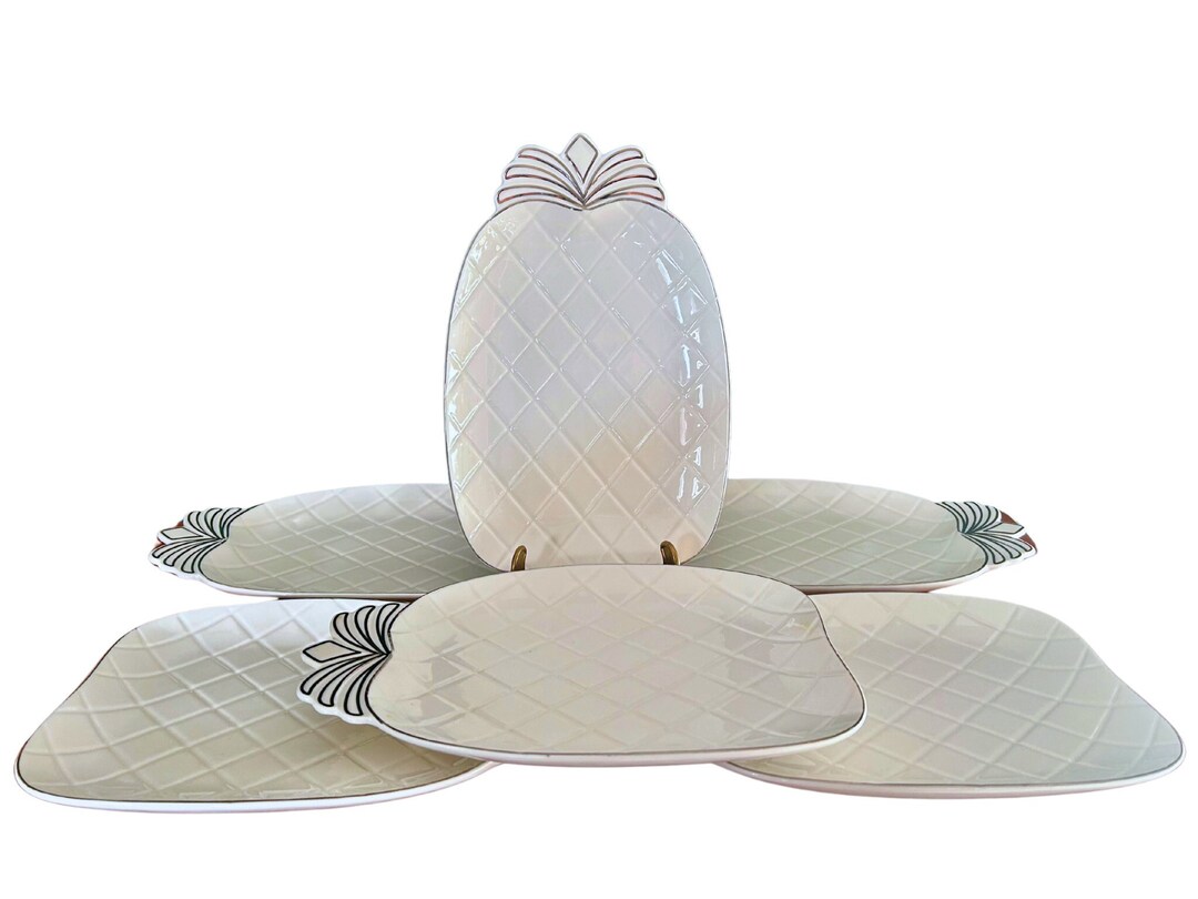 Vintage FINE PORCELAIN Pineapple Shaped Dinner Plates Made by Klaus ...