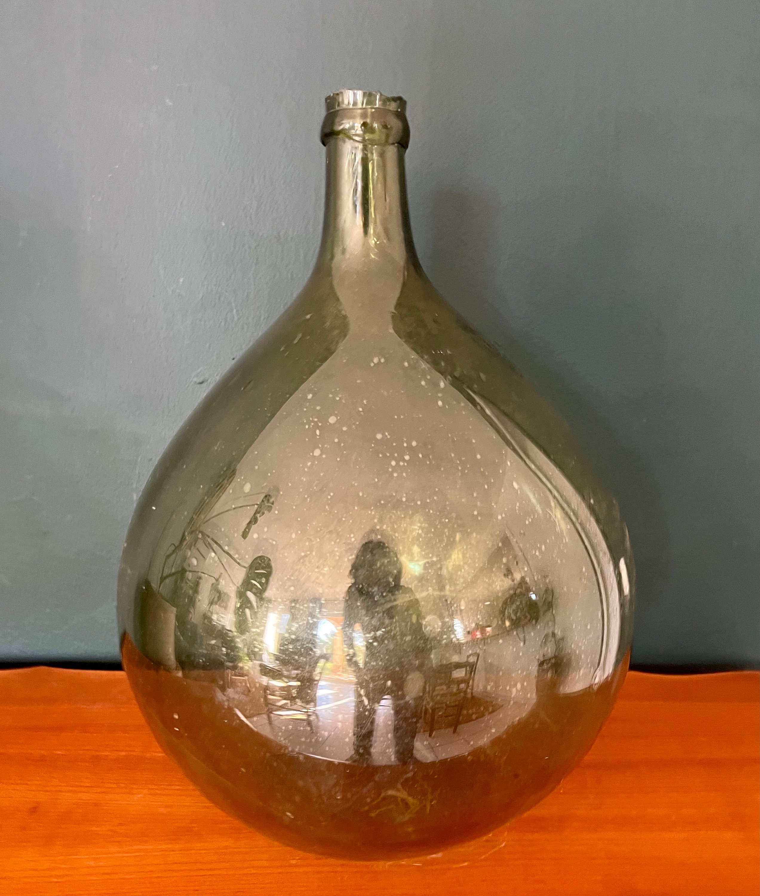19th Century French GREEN GLASS DEMIJOHN or Dame Jeanne Hand Blown and ...