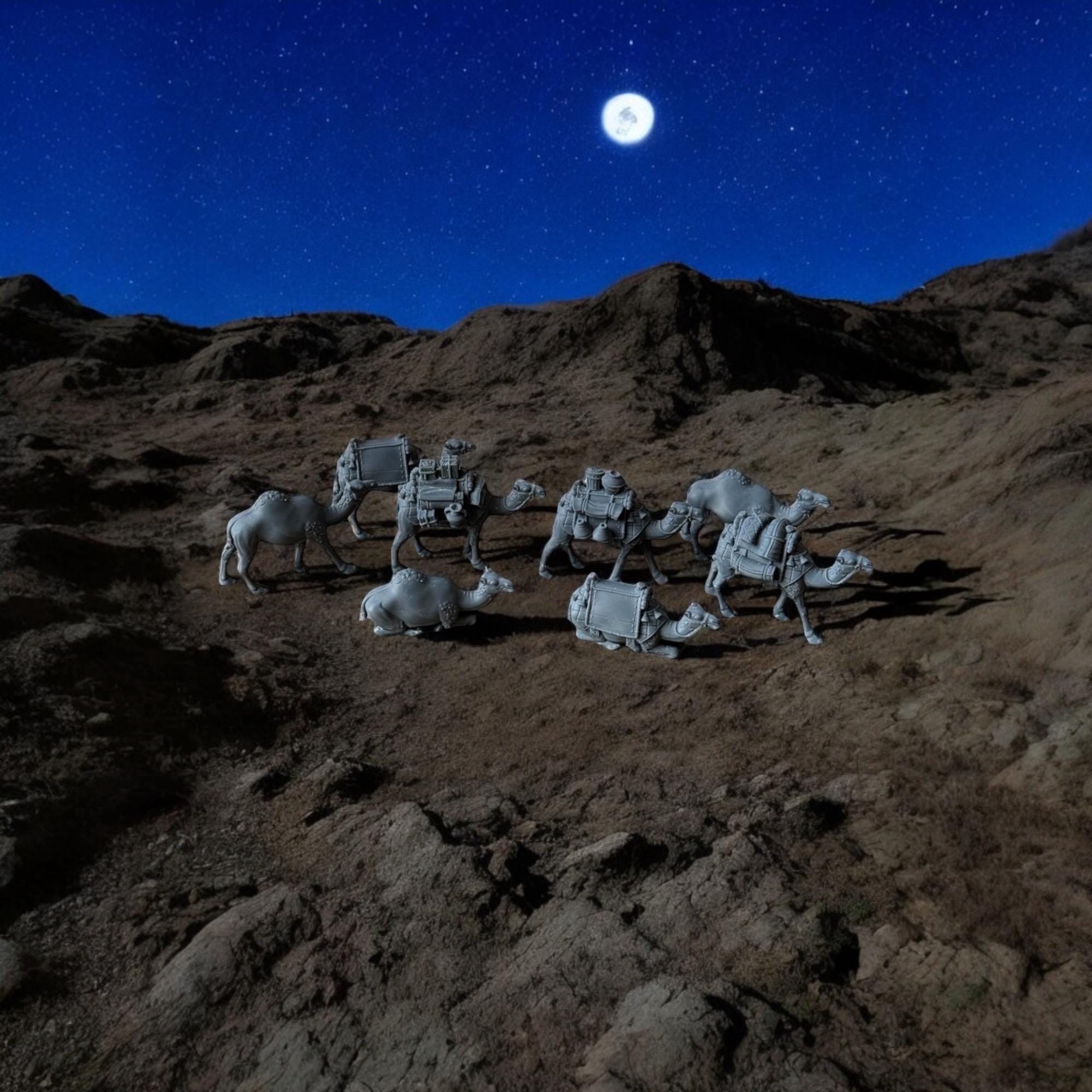 Set of 8 Desert Camels Miniatures. 28 Mm Miniature. Ideal for Games ...