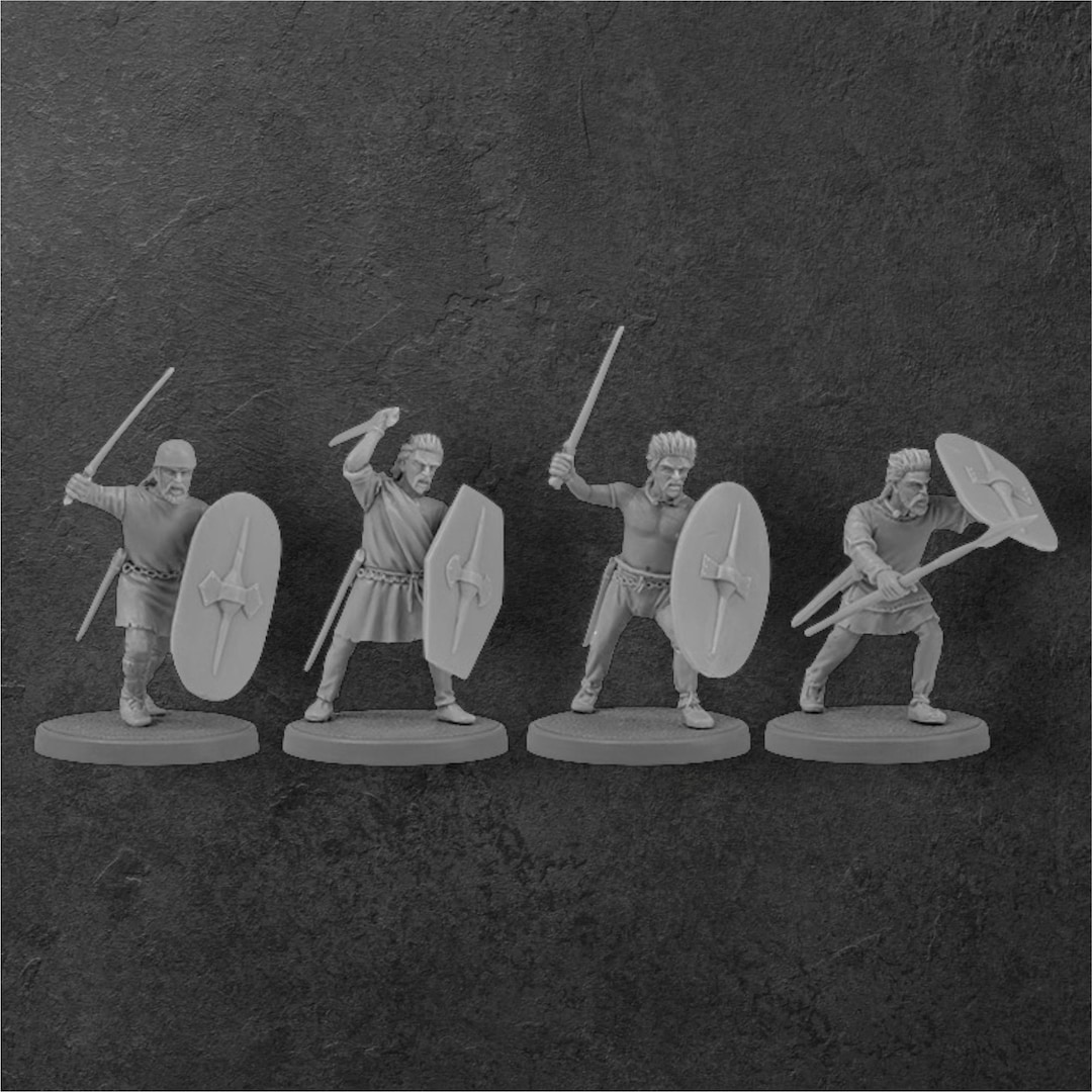 Set of 4 Celtic Warriors #2. 28 Mm Miniatures. Produced by V&V ...