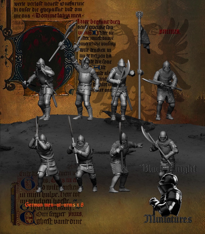 15th Century - German Men-at-arms X 8 (two-handed Weapons). 28 Mm ...