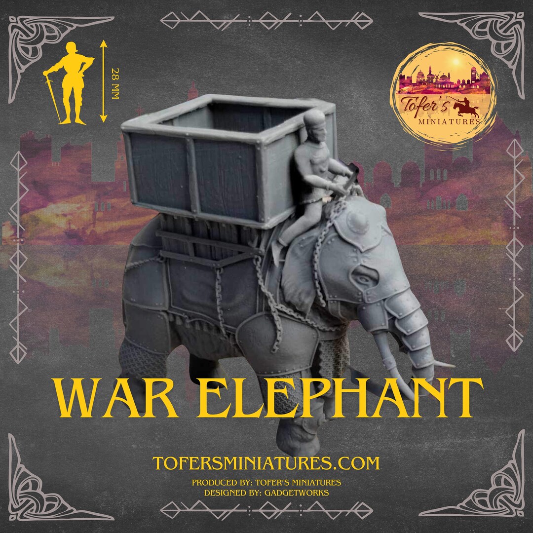 War Elephant With Rider. 28 Mm Miniatures - Etsy