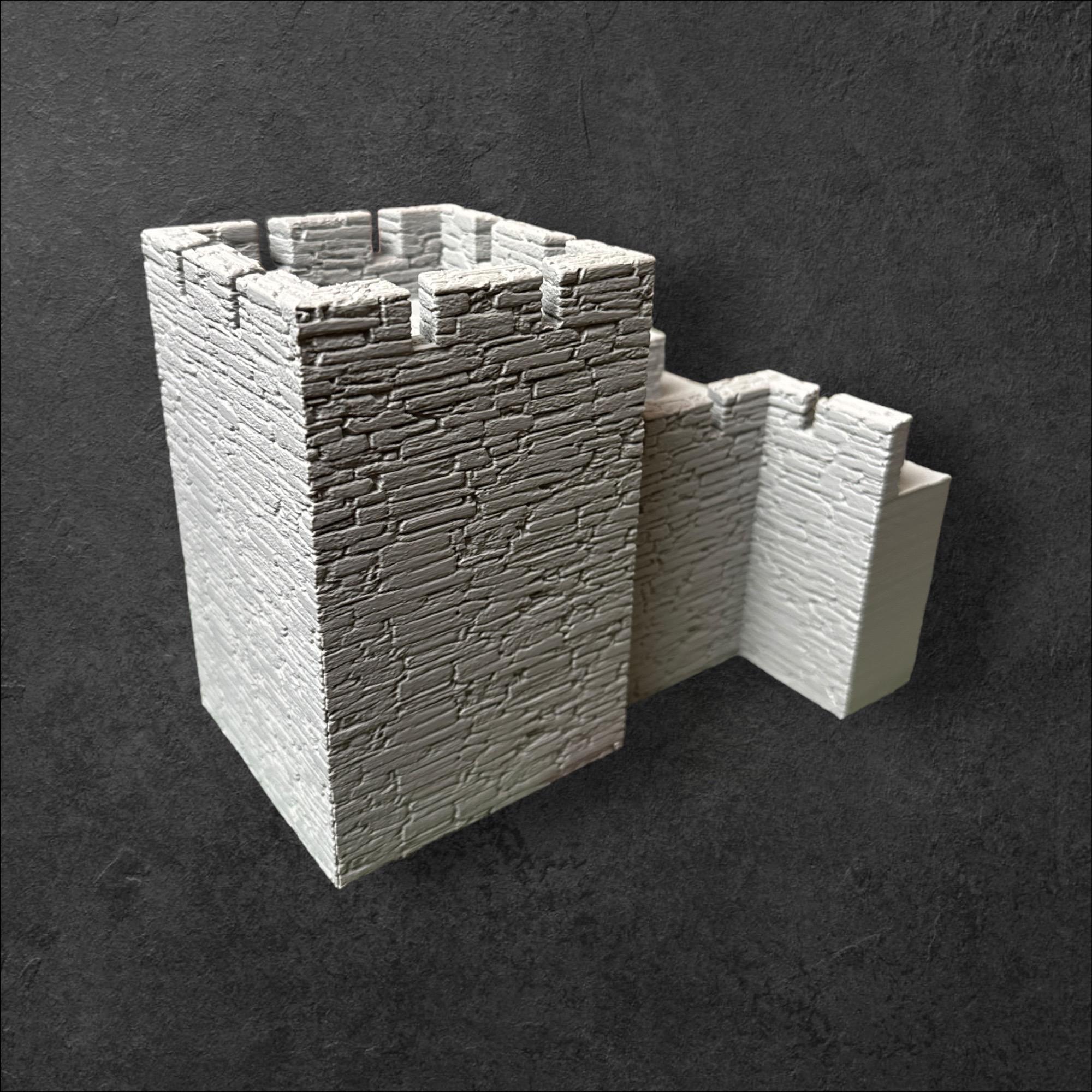 Medieval Tower With the Wall. 28mm Scale. Modular Castle - Etsy