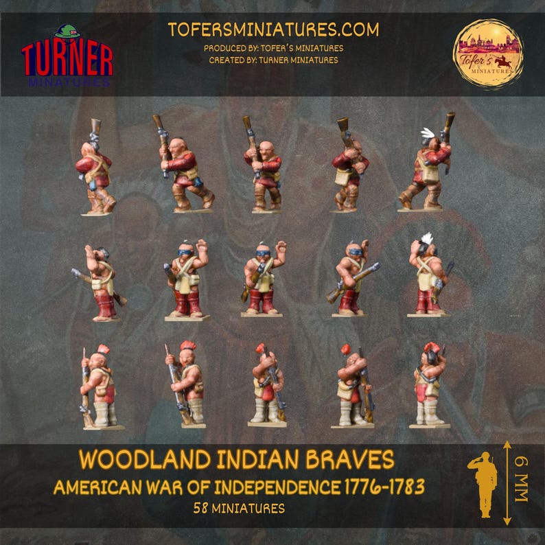 58x 6 Mm Woodland Indian Braves. American War of Independence 1776-1783 ...