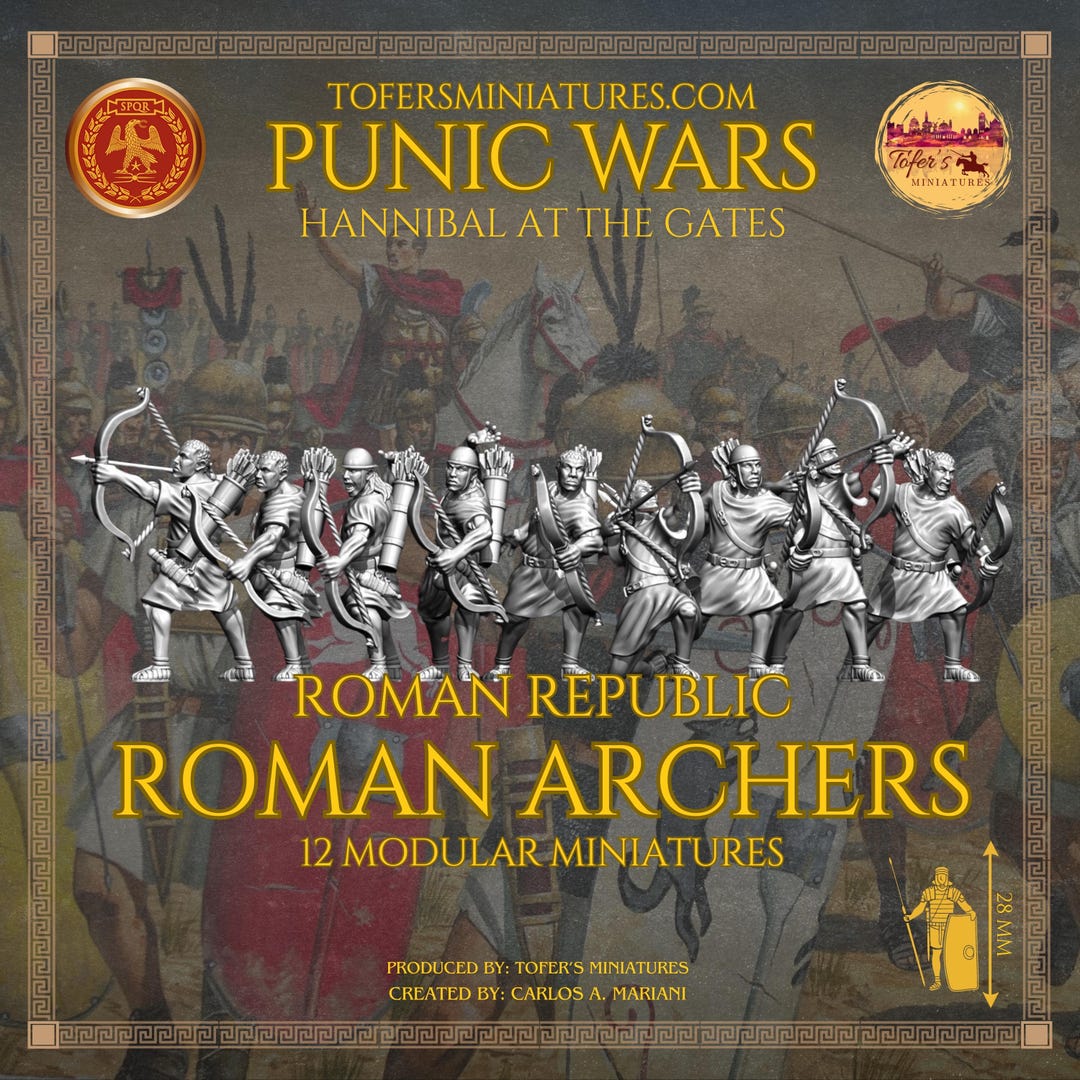 Roman Republic Archers. Republic of Rome. 28 Mm Miniatures Set of 12 ...